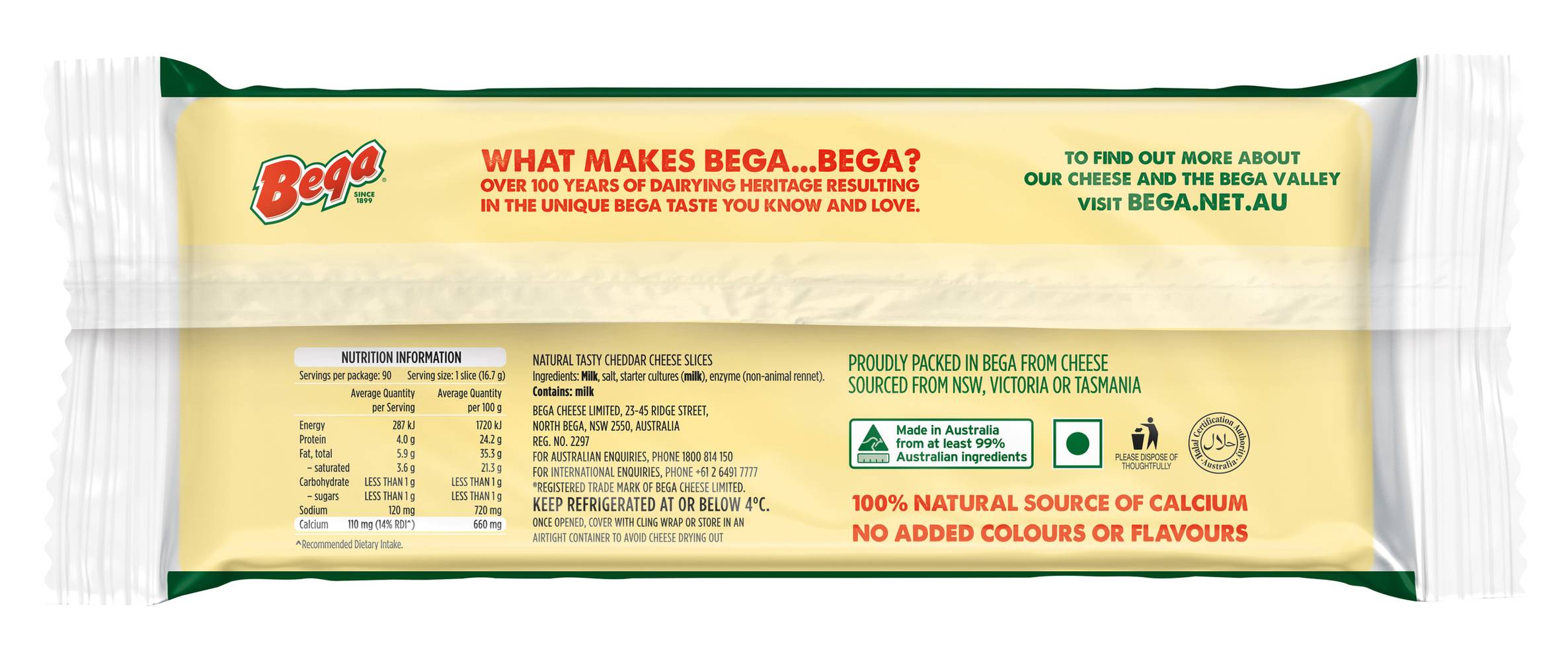 Bega Farmers Tasty Natural Cheese Slices Delivery Near Me | Order ...