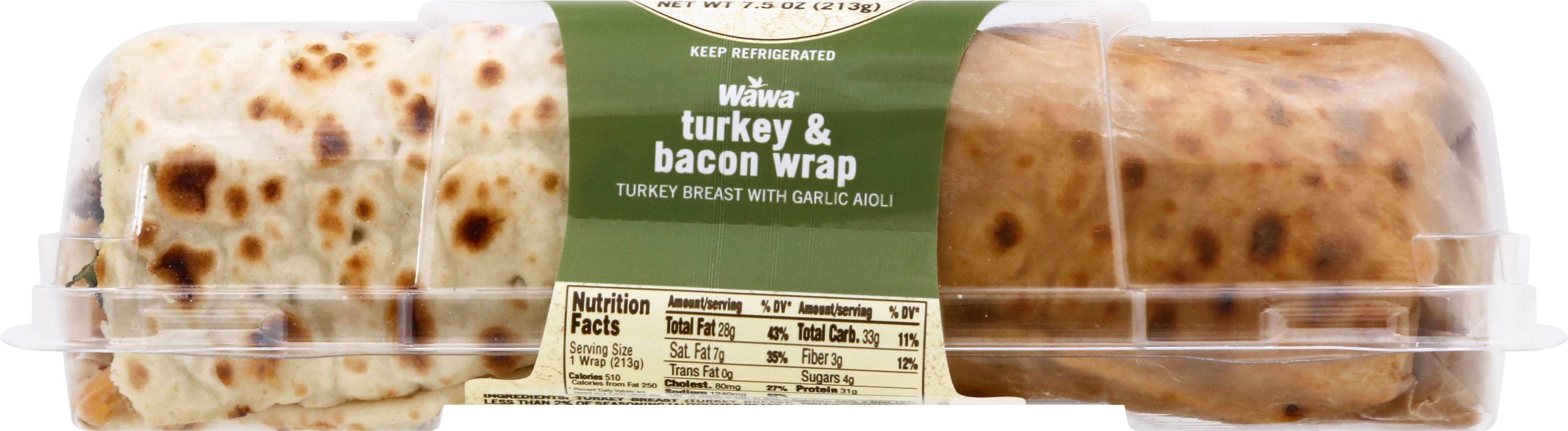 Wawa Turkey & Bacon Wrap (7.5 oz) | Postmates
