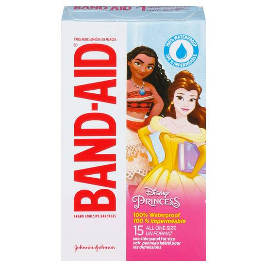 Band-Aid Disney Princess Waterproof Adhesive Bandages (15 ct ...