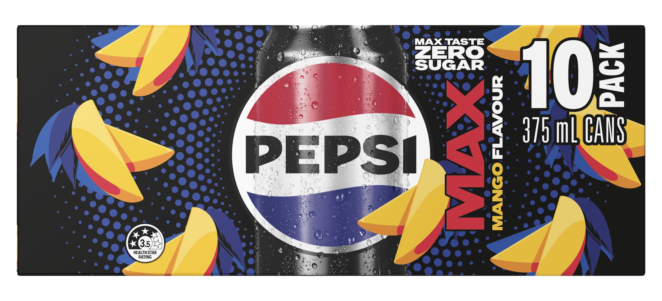Coles - Pepsi Max Zero Sugar Soda, Mango (10 x 375mL) - Delivery in ...