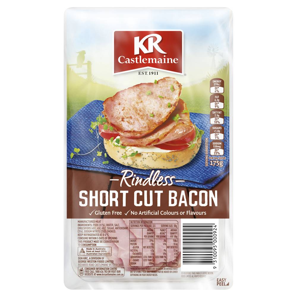 Kr Castlemaine Short Cut Rindless Bacon Delivery Near Me | Order Online ...