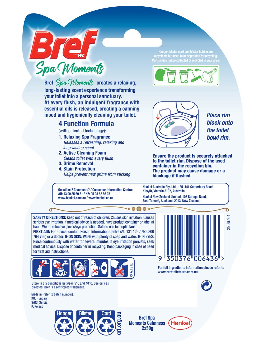 Bref Spa Moments Calmness Rim Block Toilet Cleaner Delivery Near Me ...