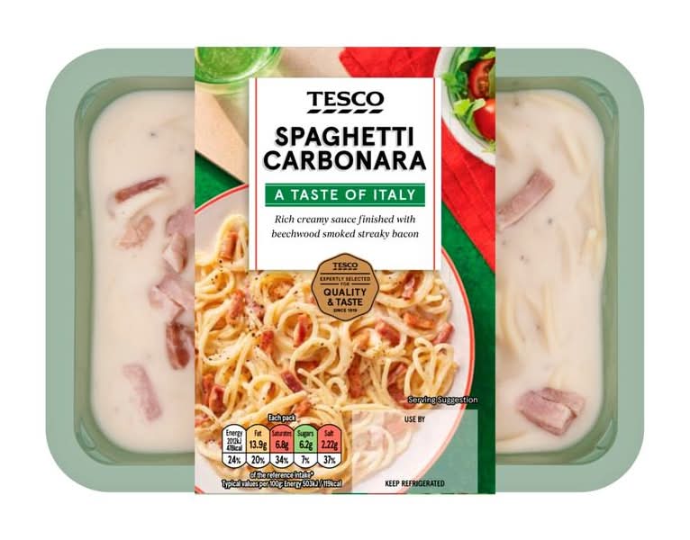 Tesco Spaghetti Carbonara Delivery Near Me | Order Online | Uber Eats