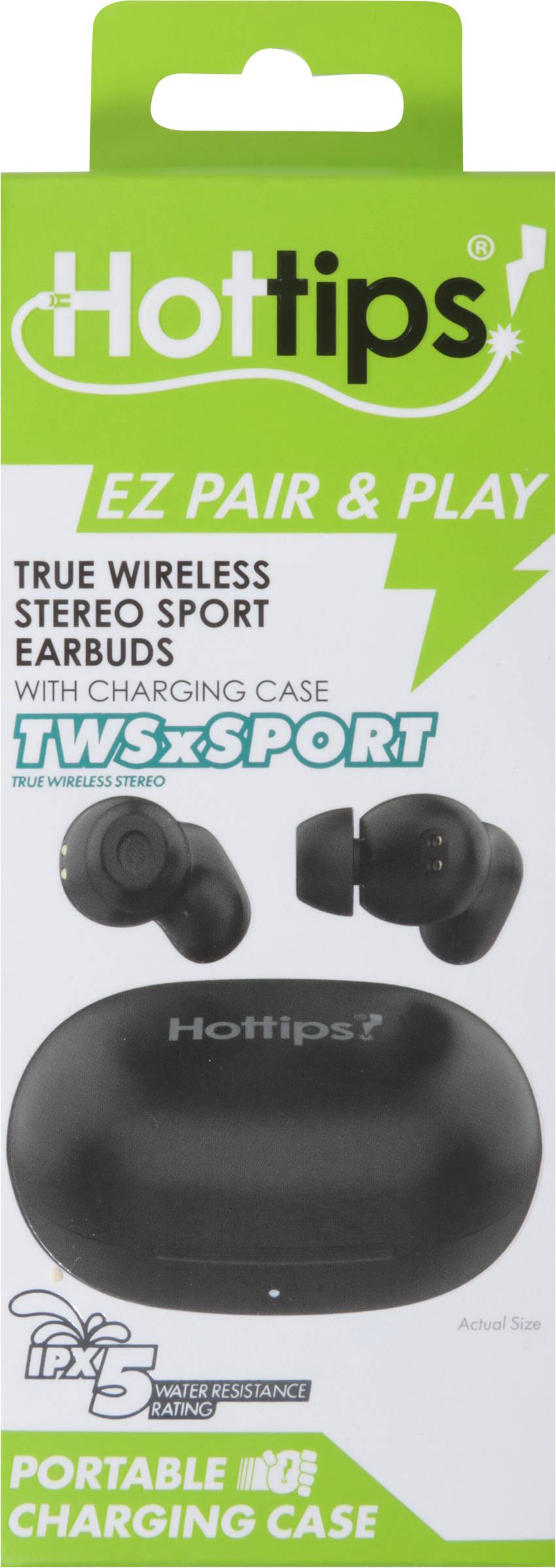 Hottips! True Wireless Stereo Sport Earbuds With Charging Case, Black ...