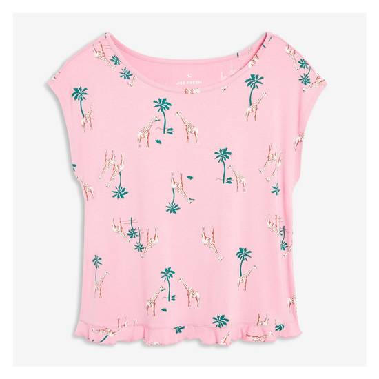 Joe Fresh Printed Ruffle Sleep Tee (color: light pink. size: xs ...