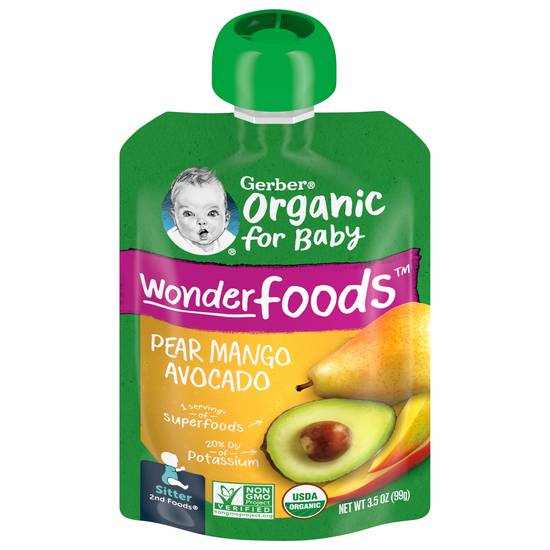 Gerber Wonder Foods Sitter 2nd Foods Organic Pear Mango Avocado ...