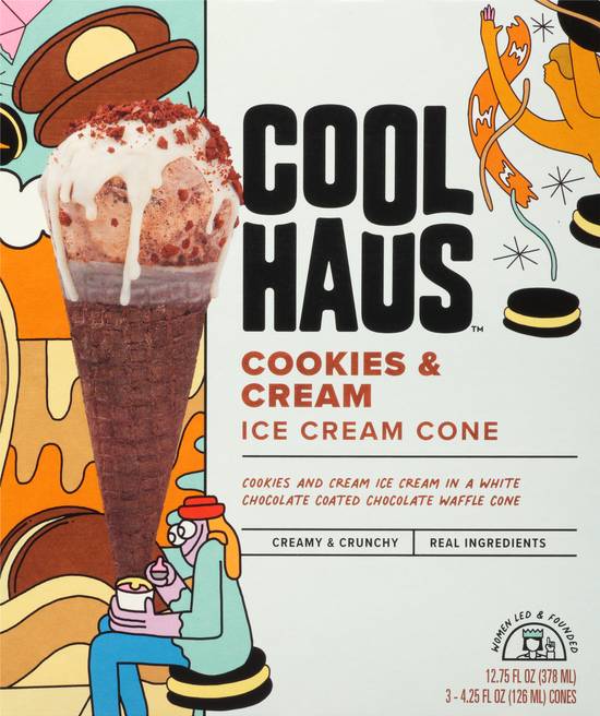 Coolhaus Cookies & Cream Ice Cream Cone (3 ct) | Delivery Near You ...