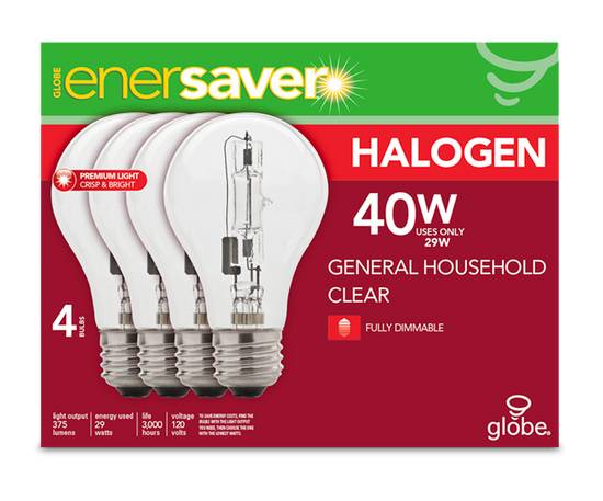 Globe Electric Halogen Light Bulb (4 units, 375 lumens, 3,000 life ...