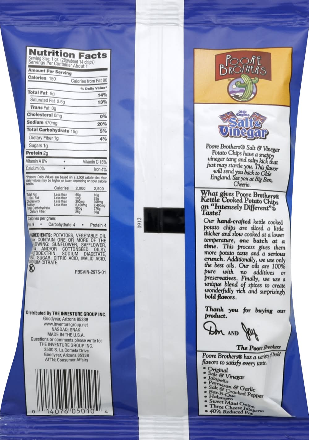 Poore Brothers Salt and Vinegar Potato Chips Delivery Near Me | Order ...