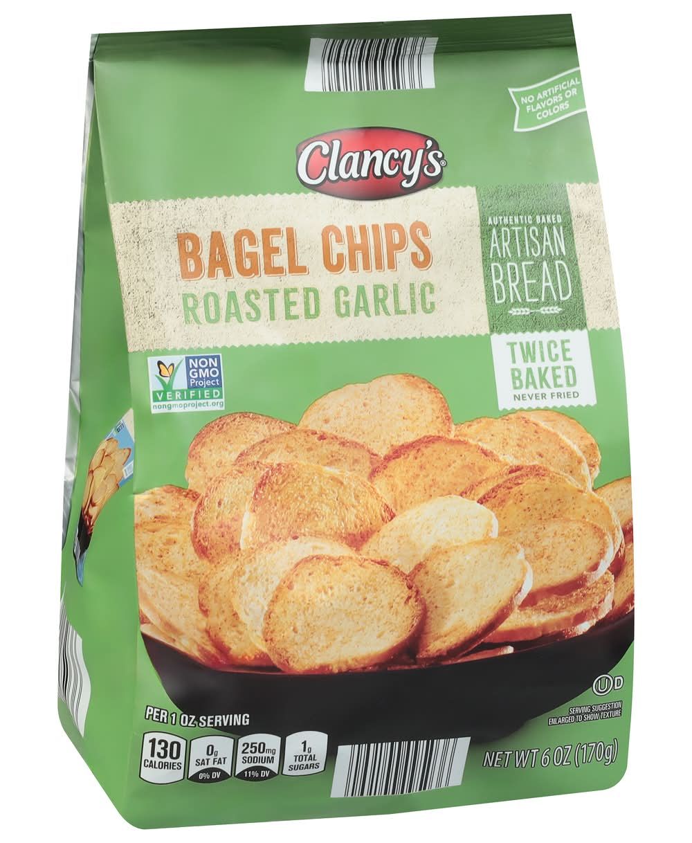 Clancy's Bagel Chips, Roasted Garlic (6 oz) | Postmates