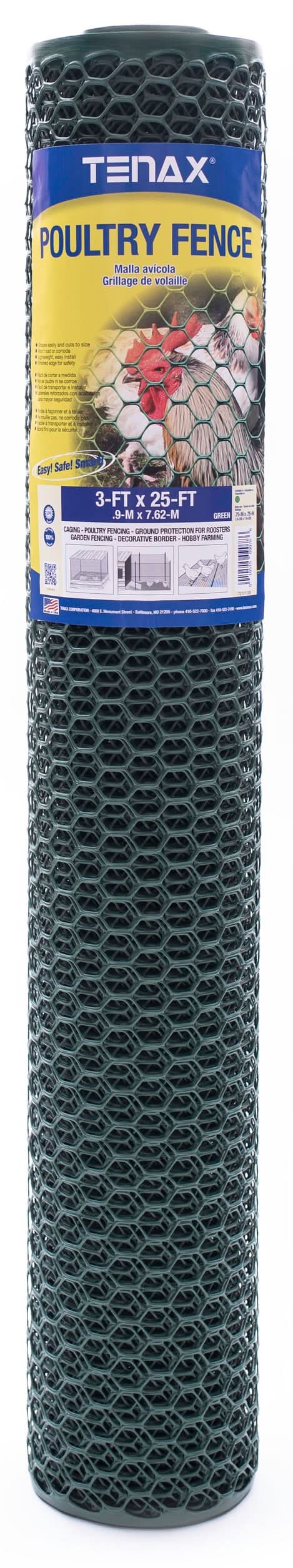 Tenax 25-ft x 3-ft Green HDPE Chicken Wire Rolled Fencing | Postmates