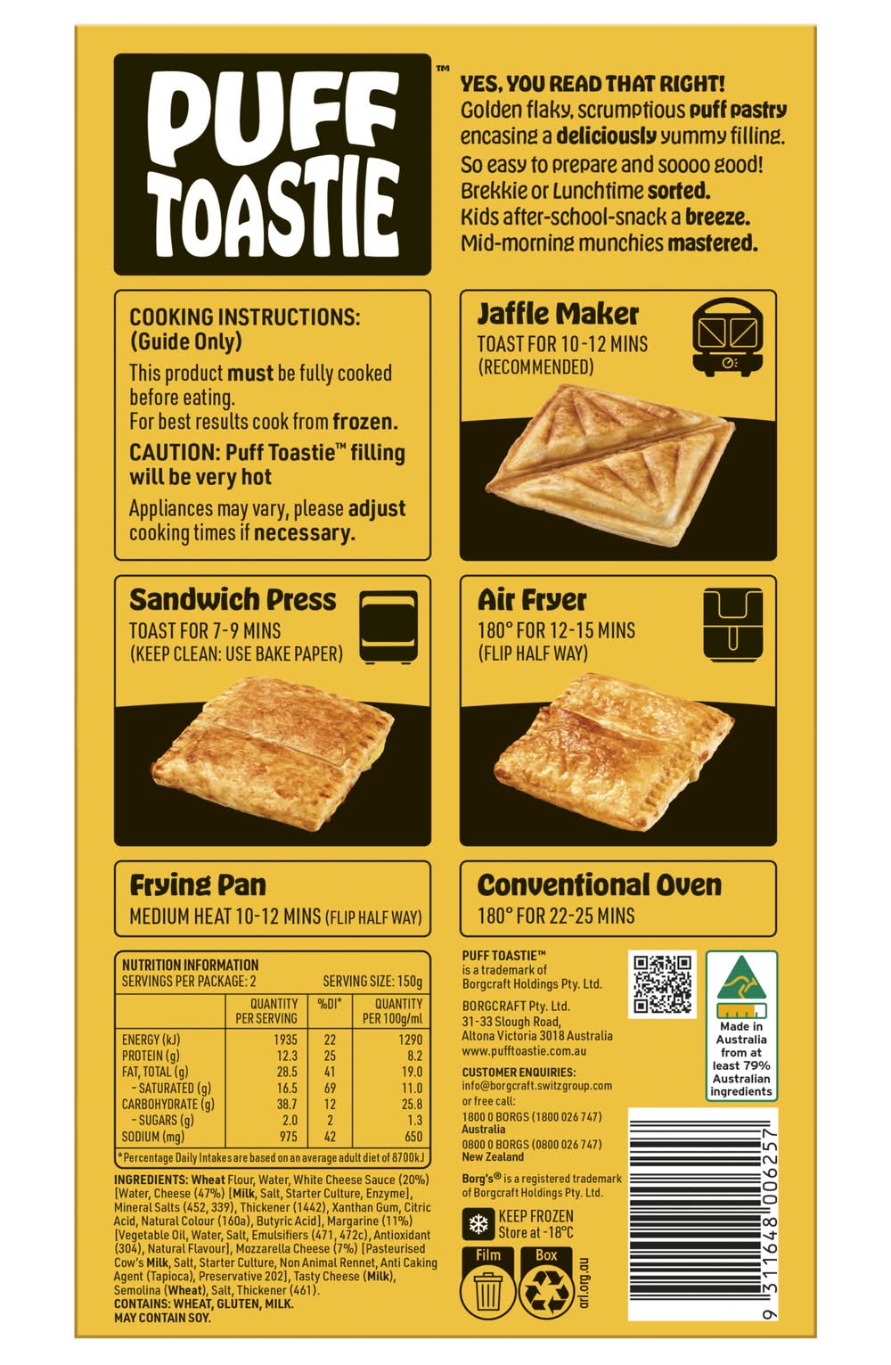 Borg's Puff Toastie Pastry Sandwiches Delivery Near Me | Order Online ...