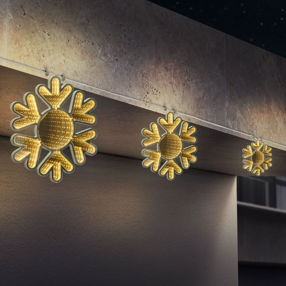 Home Accents Holiday Set de luces led copo de nieve efecto espejo ...