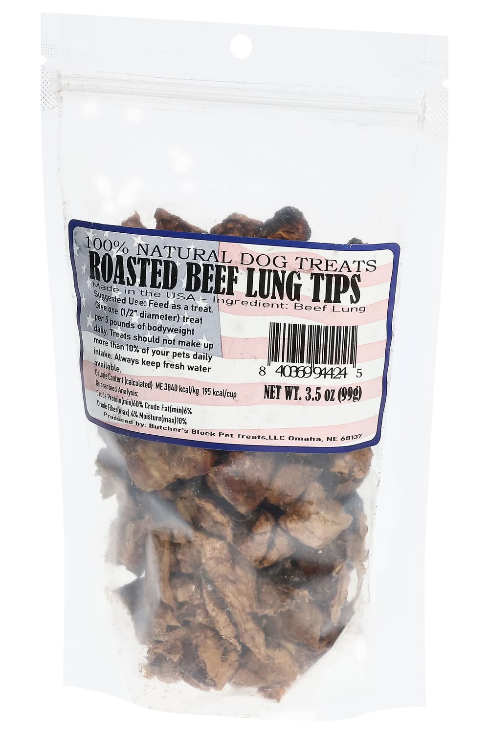 Butcher's Block Roasted Beef Lung Tips 100% Natural Dog Treats (3.5 oz ...