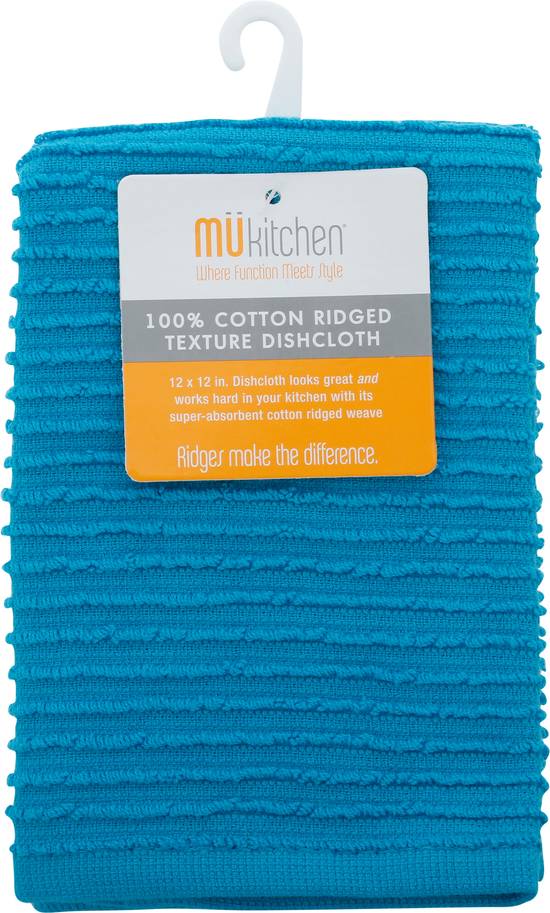 Mukitchen 100% Cotton Ridged Texture Aquamarine Dishcloth | Delivery ...