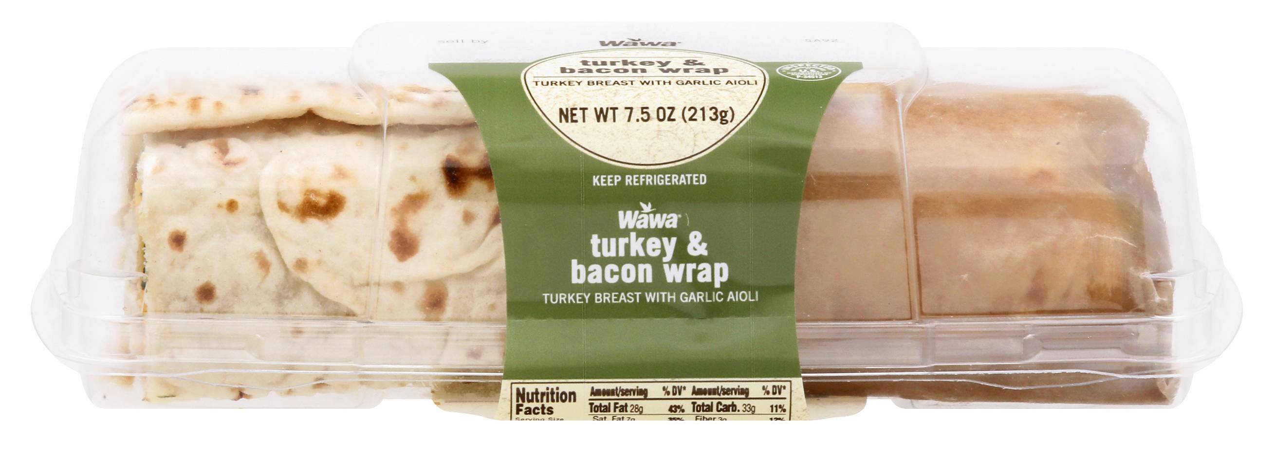 Wawa Turkey & Bacon Wrap (7.5 oz) | Postmates