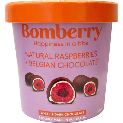 Bomberry White & Dark Chocolate Natural Raspberries + Belgian Chocolate Delivery Near Me | Order ...