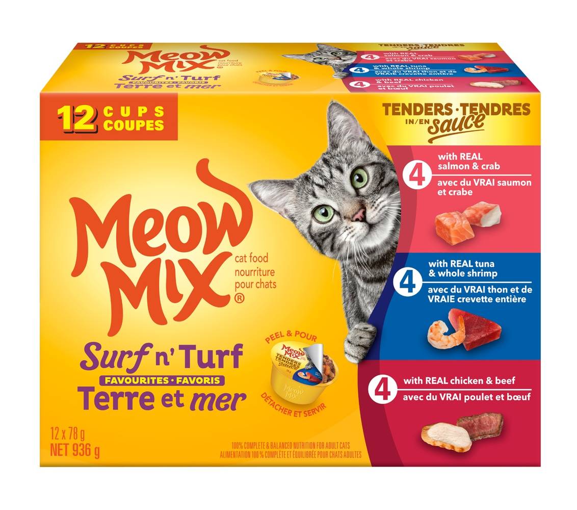 Meow Mix Terre et mer assortiment de tenders en sauce pour chats - surf ...