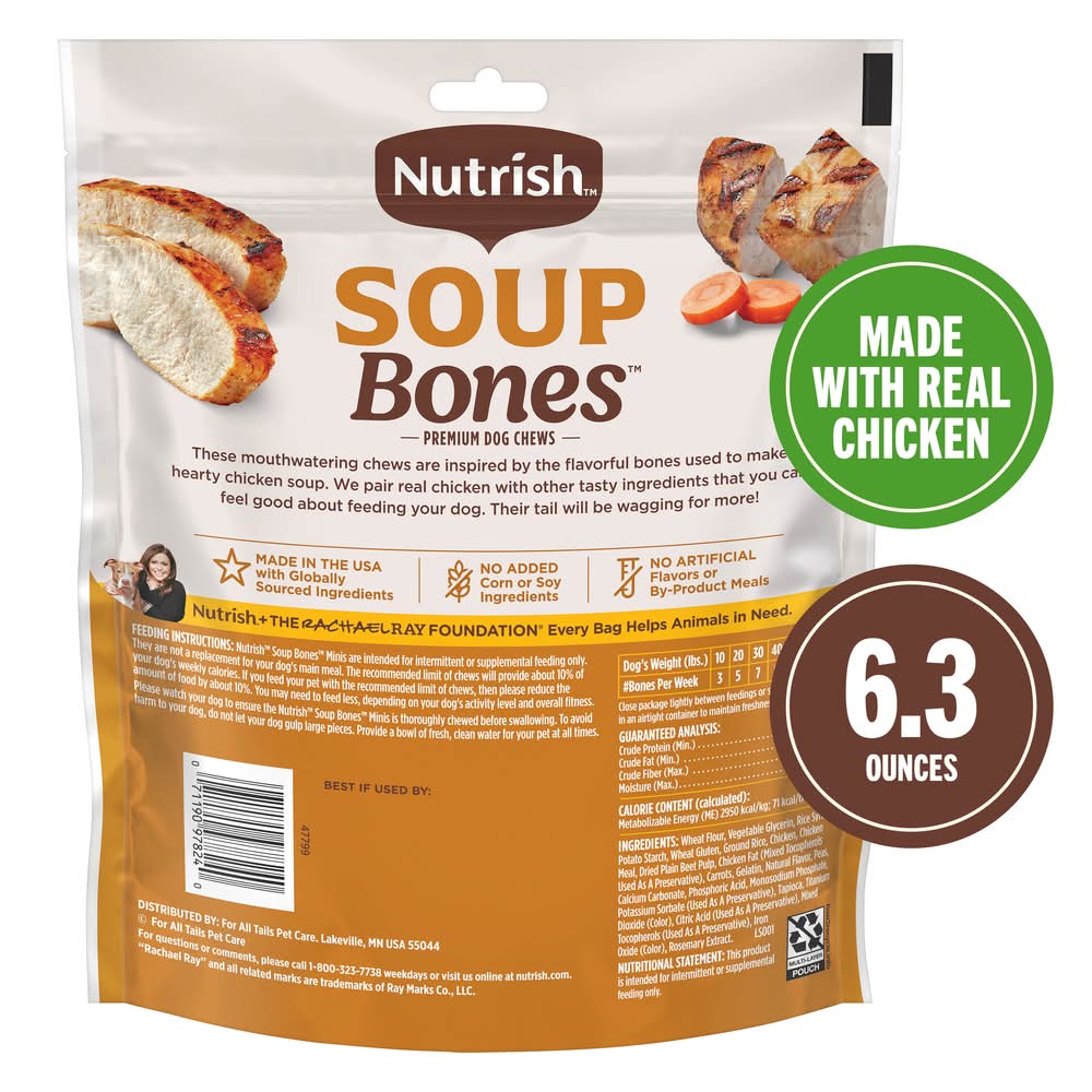 Rachael Ray Nutrish Soup Bones Minis Chews For Dogs, Chicken-Veggies (6 ...