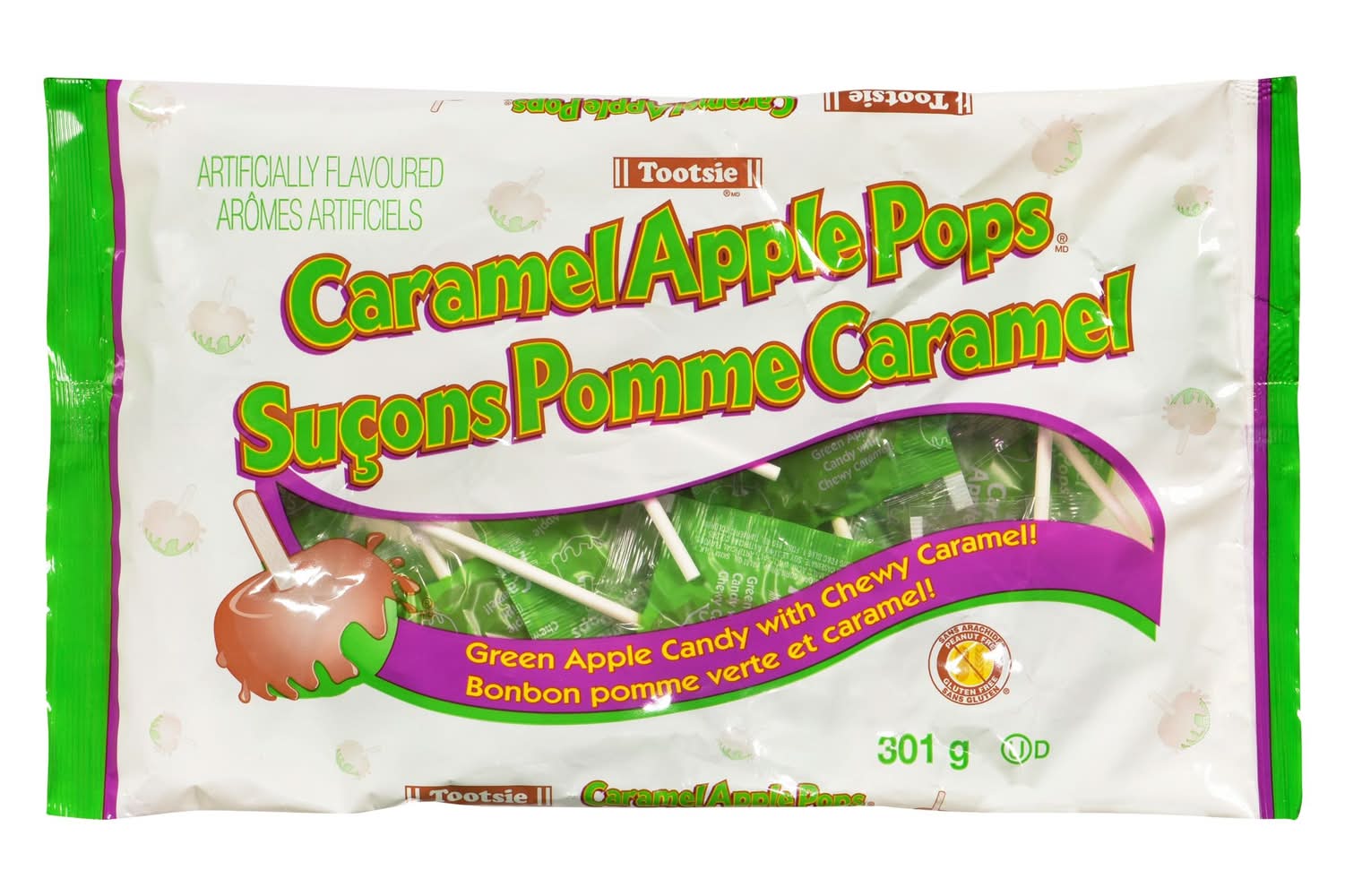 Tootsie Roll Caramel Apple Pops Green Apple Candy With Chewy Caramel ...