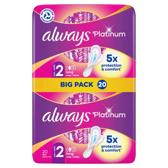 Always Platinum Long (size 2) Pads Wings Sanitary Towels Delivery Near ...