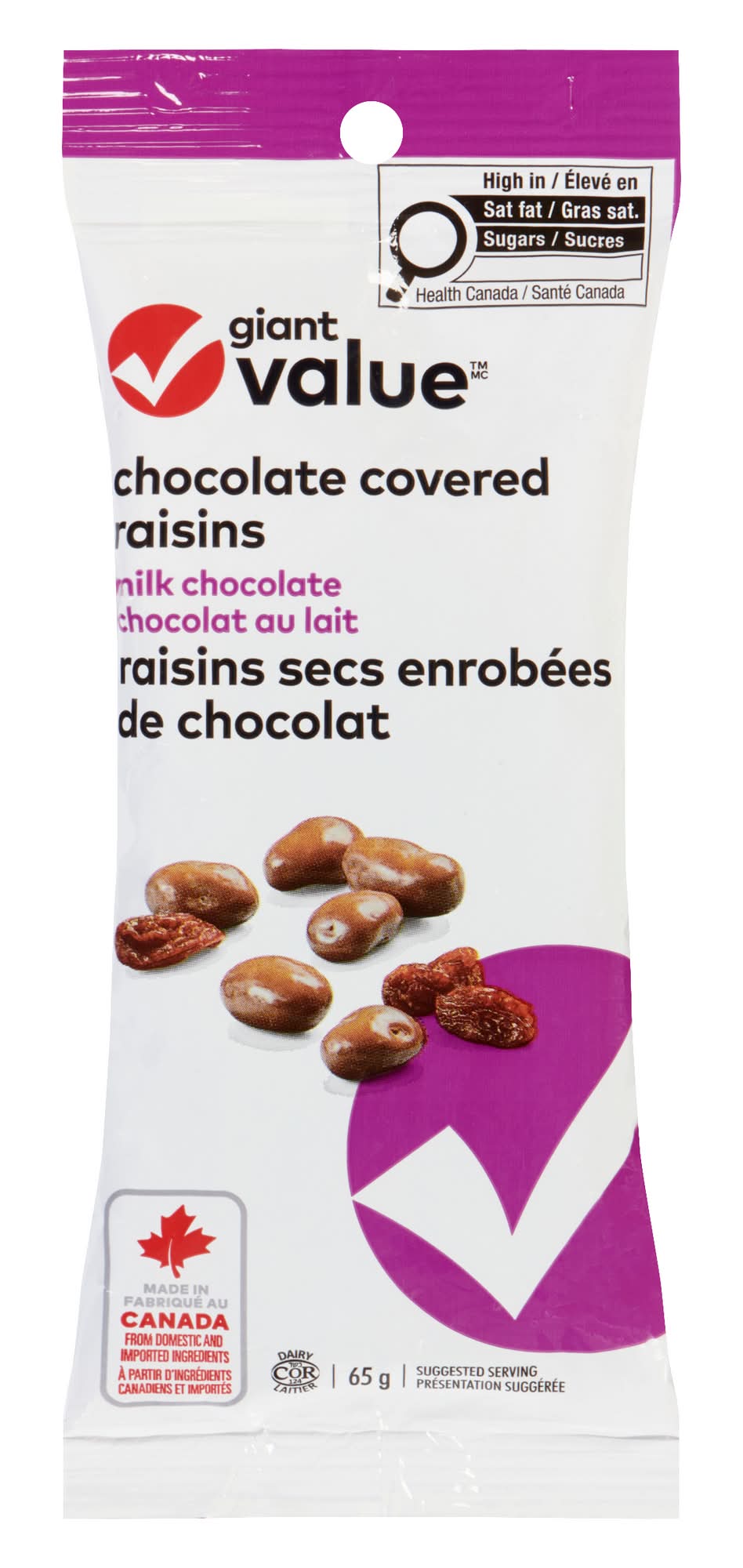 Giant Value Raisins secs enrobées de chocolat au lait - chocolate ...