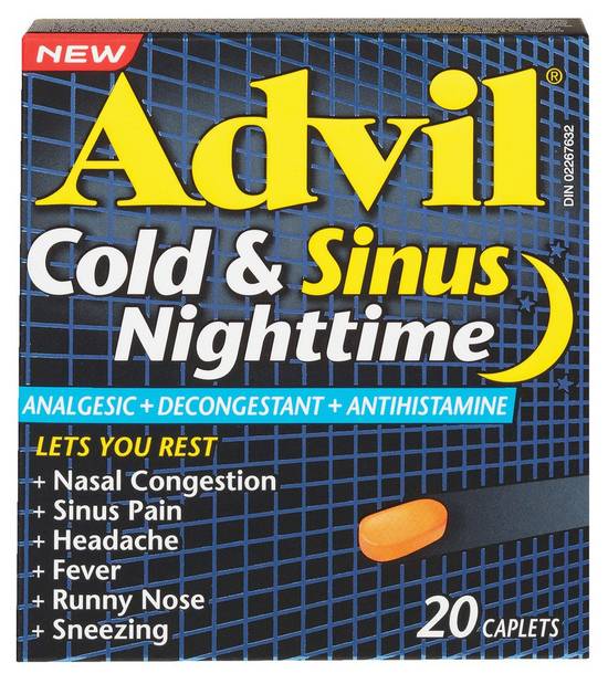 Advil Cold & Sinus Nighttime Analgesic Caplets (20 units) | Delivery ...