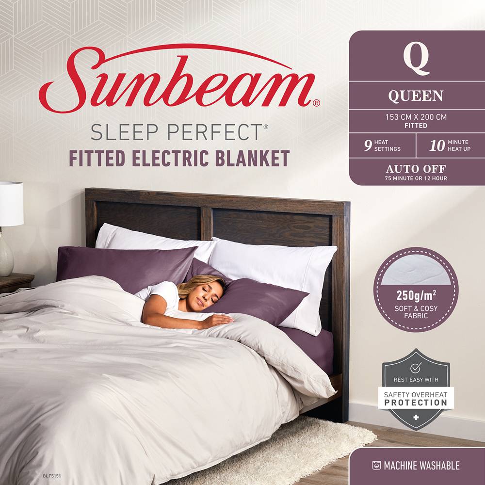 Sunbeam Sleep Perfect Fitted Electric Blanket Queen Delivery Near Me Order Online Uber Eats