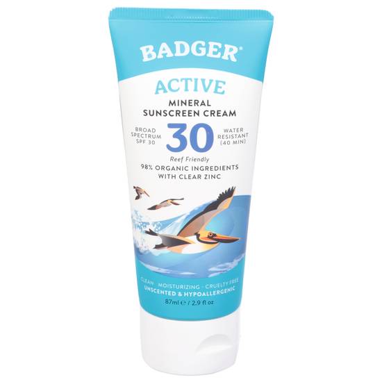 Badger Active Broad Spectrum Spf 30 Mineral Sunscreen Cream | Delivery ...