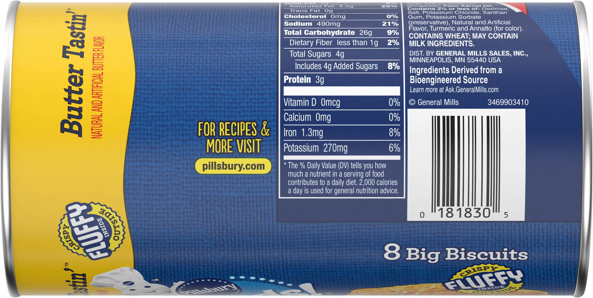 Pillsbury Grands! Southern Homestyle Butter Tastin' Biscuit Dough (16.3 ...