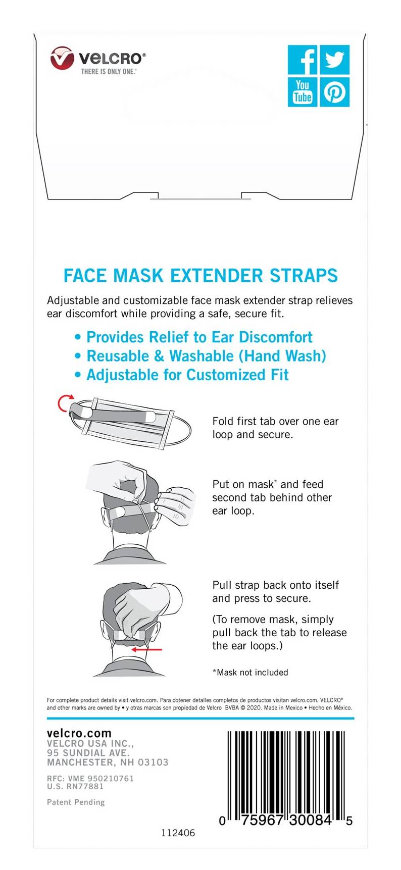 Velcro Face Mask Extender Straps Delivery Near Me | Order Online | Uber ...
