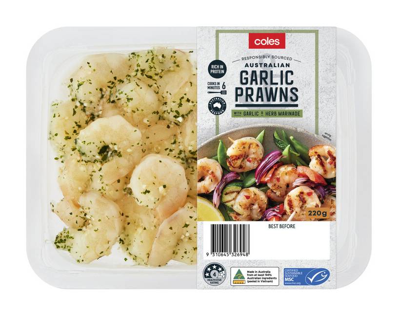Coles Australian Garlic Prawns With Herb Marinade Delivery Near Me ...
