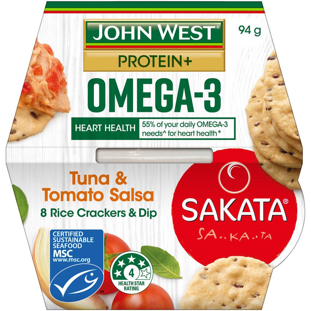 John West Protein Plus Tuna Dip With Rice Crackers Tomato Salsa ...