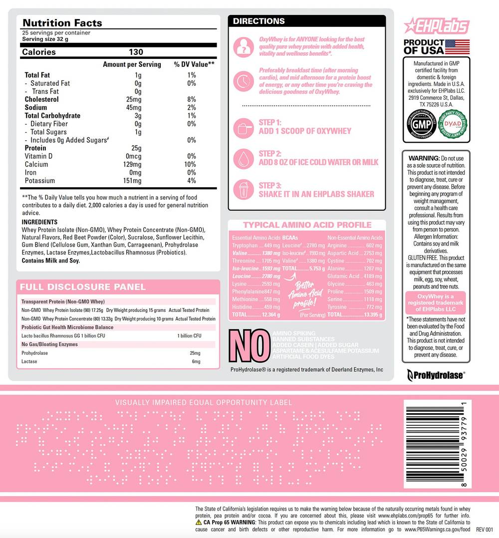 Oxywhey Lean Wellness Protein - Strawberry Milkshake (1.82 Lbs./ 25 ...