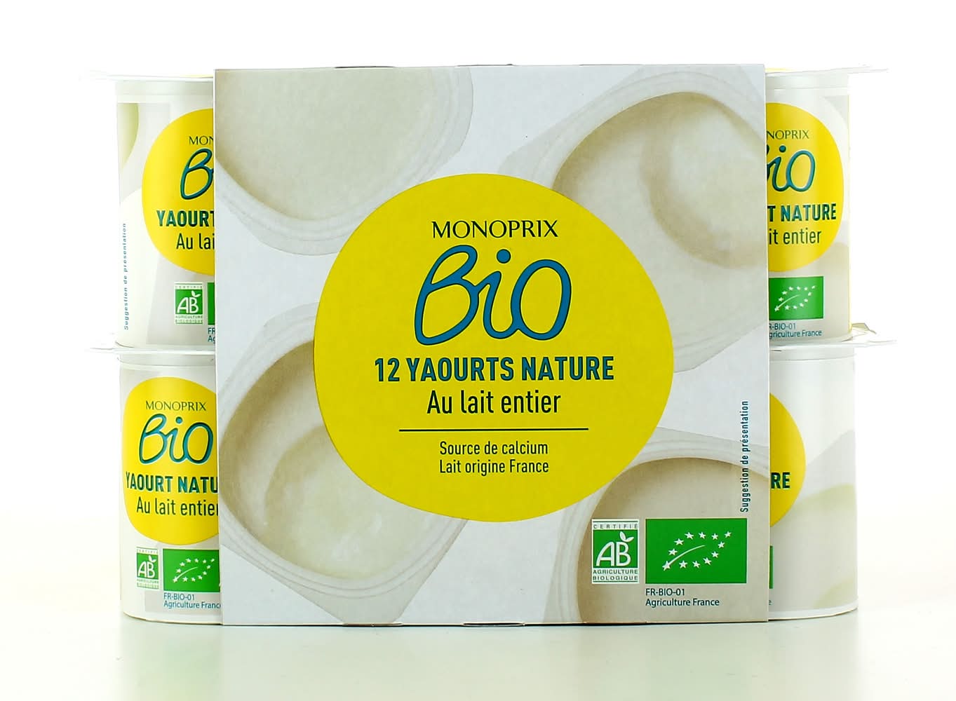 Monoprix Yaourt nature bio au lait entier - Livraison en moins de 25 ...