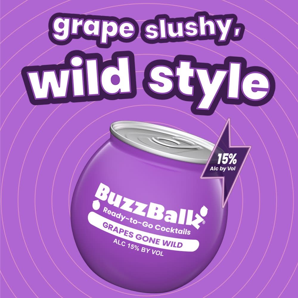 BuzzBallz Ready To Drink Cocktails, Grapes Gone Wild (200 ml) | Postmates
