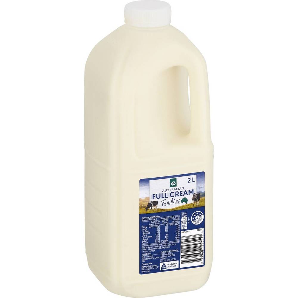 Woolworths Australian Full Cream Fresh Milk Delivery Near Me | Order ...