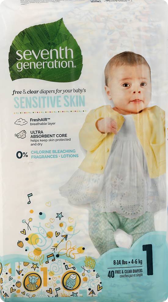 Seventh Generation Sensitive Skin Baby Diapers Size 1 | Delivery Near ...