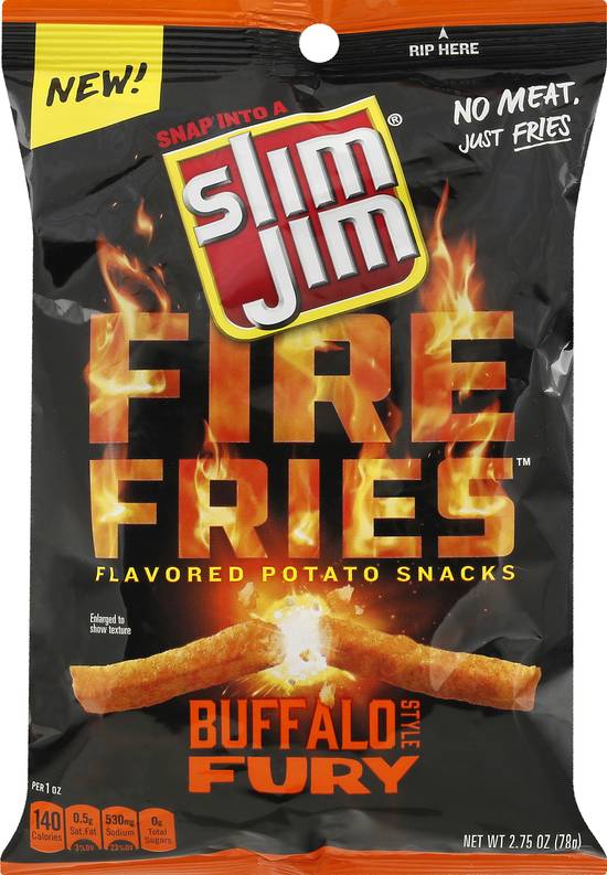Slim Jim Fire Fries Buffalo Fury Style Flavored Potato Snacks ...