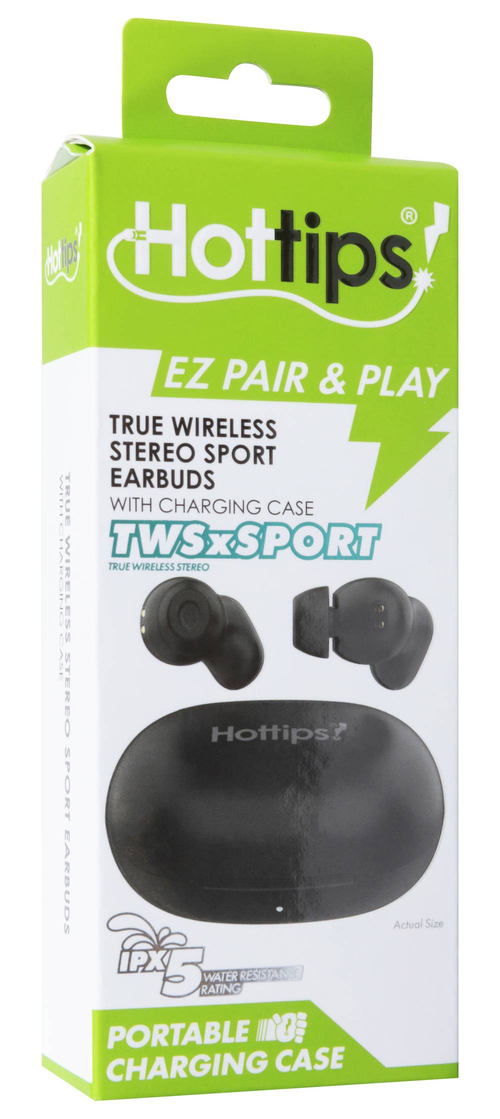 Hottips! True Wireless Stereo Sport Earbuds With Charging Case, Black ...