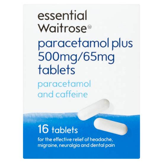 Essential Waitrose Paracetamol Plus 500mg/65mg Tablets (16 ct ...