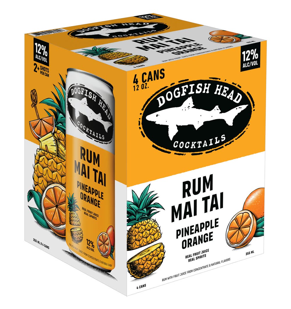 Dogfish Head Rum Mai Tai Cocktail, Pineapple-Orange (4 x 12 oz) | Postmates