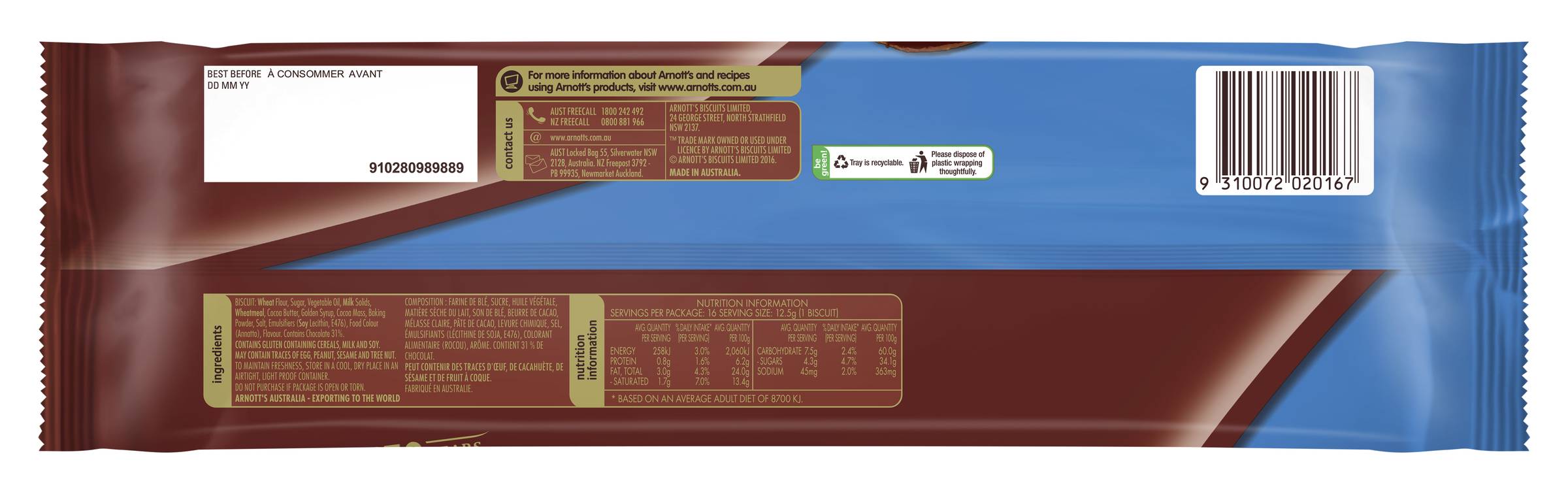 Deals on Arnott's Chocolate Wheaten Biscuits Milk Chocolate - Delivery ...