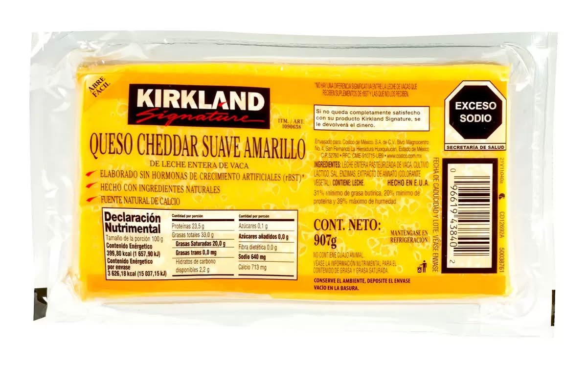 Costco - Kirkland Signature · Queso cheddar suave amarillo (907 g) de ...