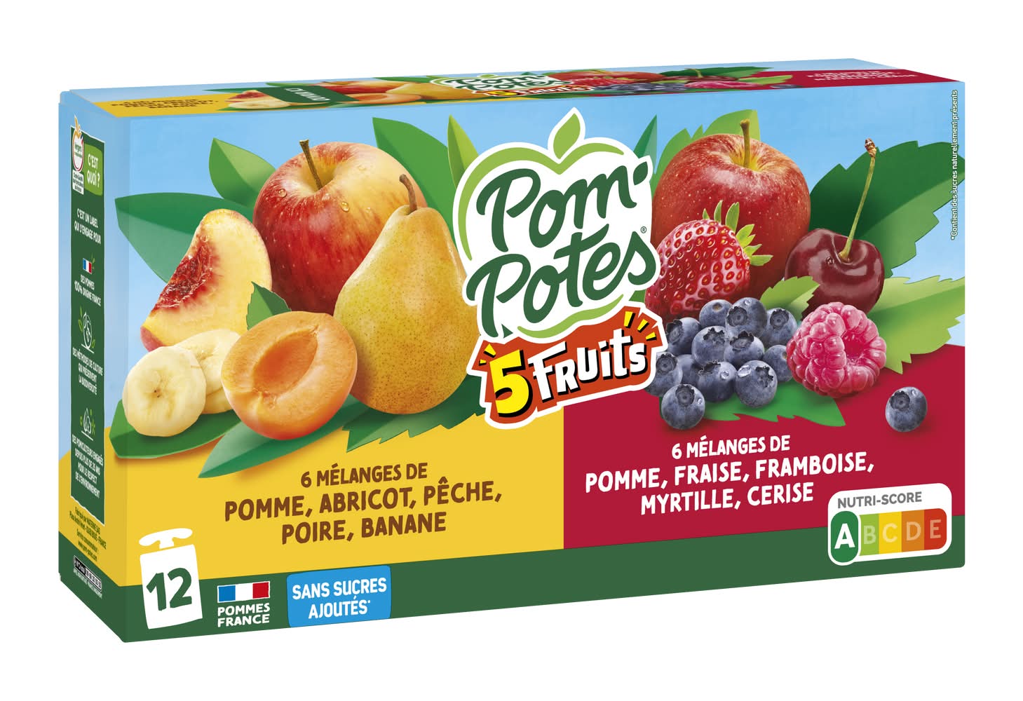 Pom'Potes Compote sans sucre ajoutés 5 frts rouges/frts jaunes ...
