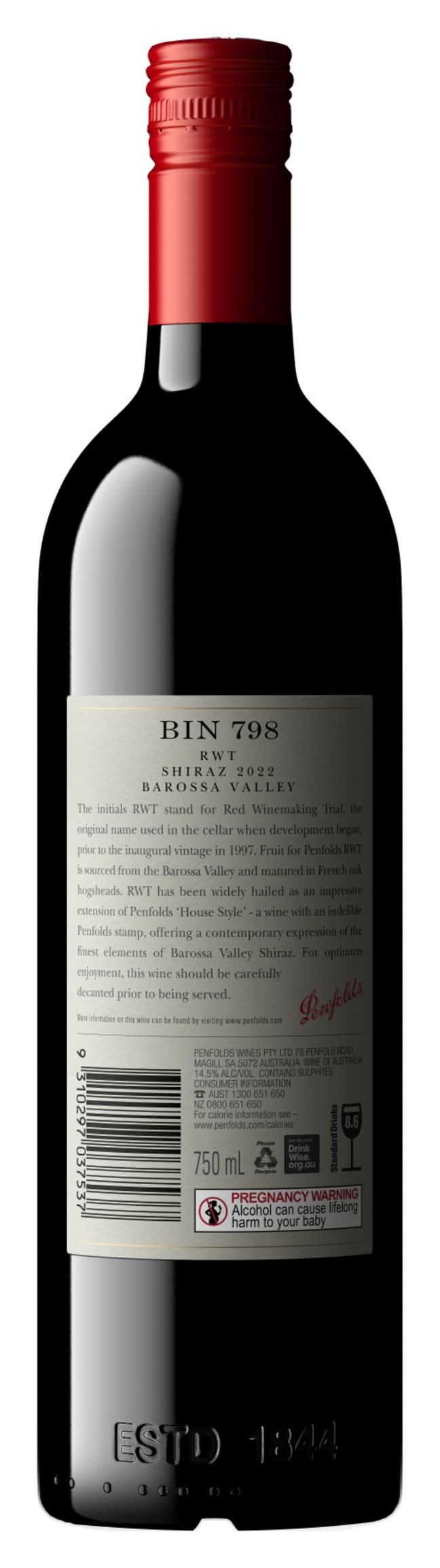 Penfolds Rwt Bin 798 Barossa Valley Shiraz Wine Delivery Near Me ...