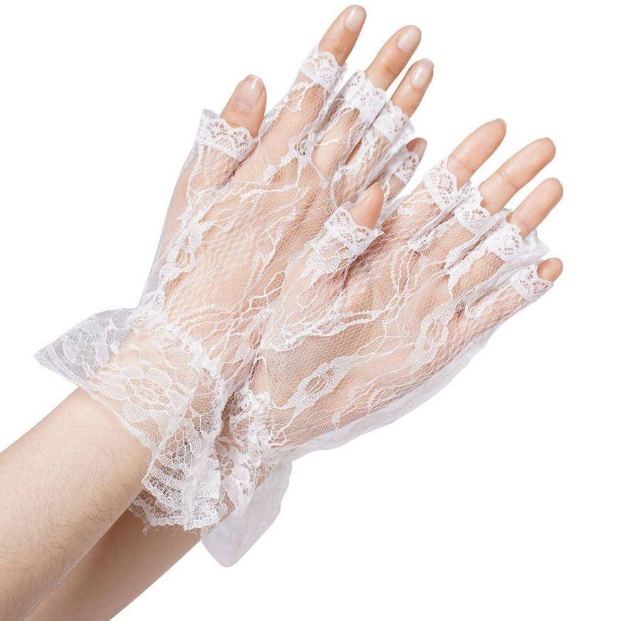 White lace fingerless gloves store