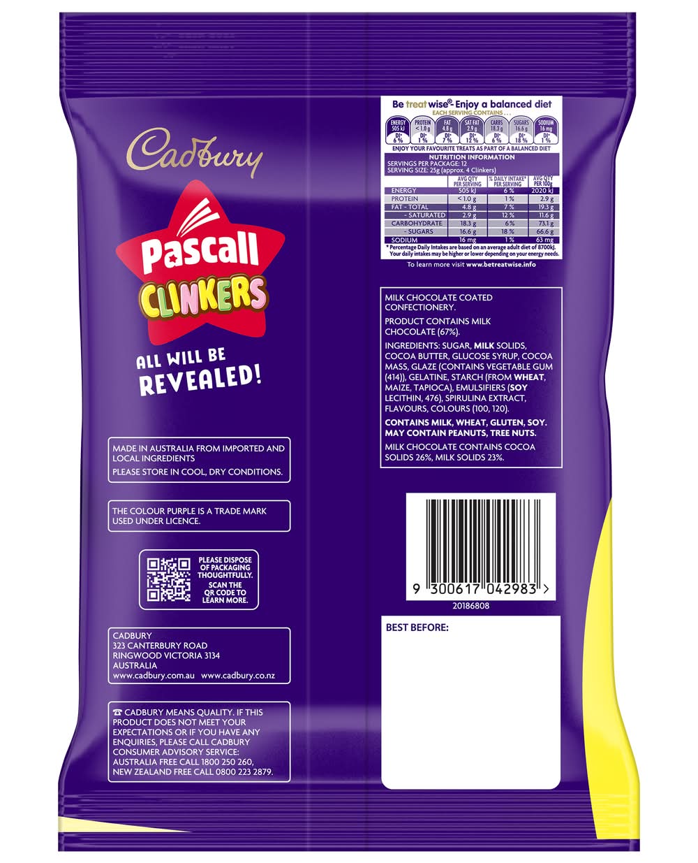 Cadbury Pascall Clinkers Lollies Delivery Near Me | Order Online | Uber ...