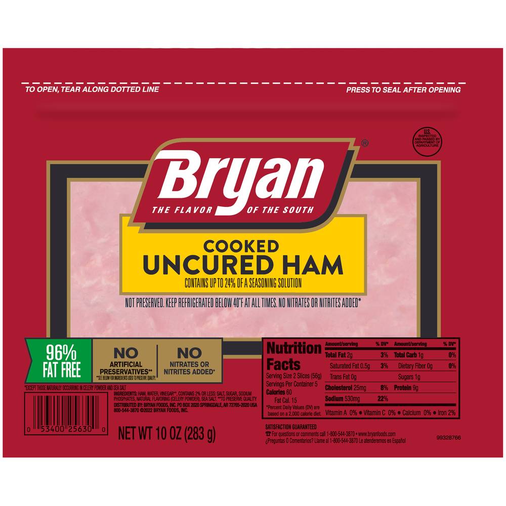 Bryan Cooked Uncured Ham Deli Lunch Meat - Delivery in Under an Hour ...