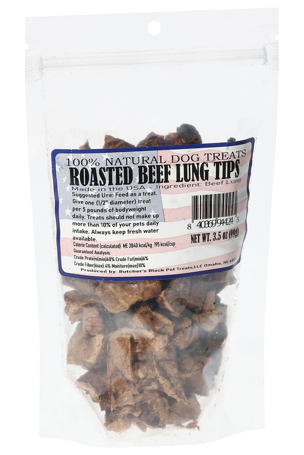 Butcher's Block Roasted Beef Lung Tips 100% Natural Dog Treats (3.5 oz ...